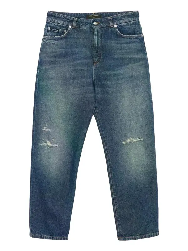Dolce & Gabbana Distressed Straight Leg Jeans - Blue
