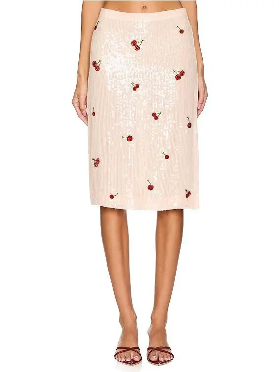 DES_PHEMMES Classic Midi Skirt - Nude