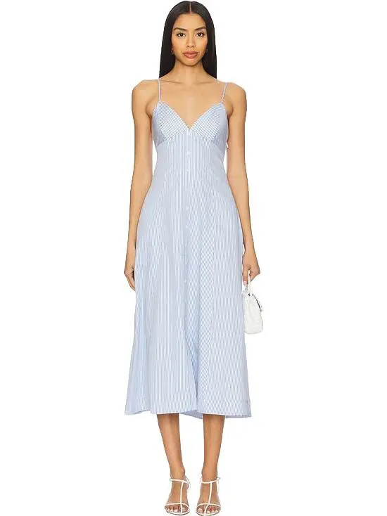 Simkhai Honor Cami Midi Dress - Blue Hydrangea Stripe
