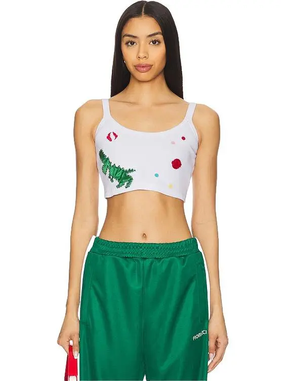 Fiorucci Multipatch Dinosaur Cropped Tank Top - White & Multi