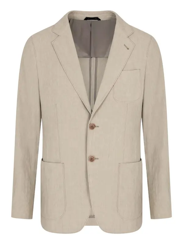 Giorgio Armani Upton Line Single-breasted Jacket In Linen Canvas - Beige