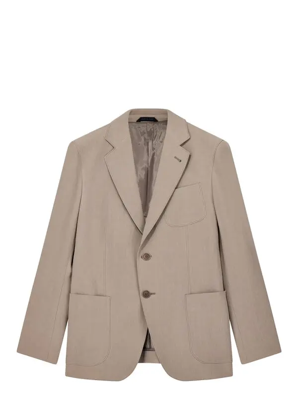 Giorgio Armani Upton Line Single-breasted Jacket In Linen Canvas - Beige