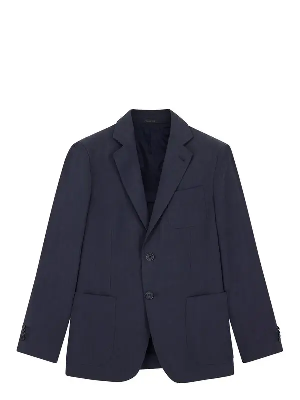 Giorgio Armani Upton Line Single-breasted Jacket In Linen Canvas - Blue