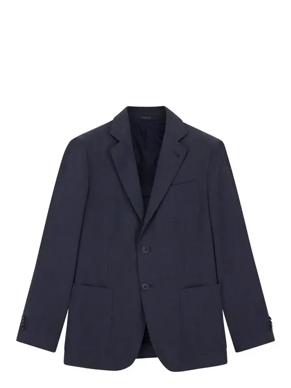 Giorgio Armani Upton Line Single-breasted Jacket In Linen Canvas - Blue
