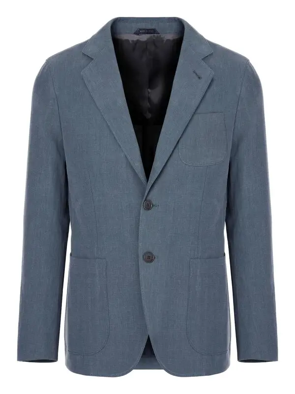 Giorgio Armani Upton Line Single-breasted Jacket In Linen Canvas - Grey