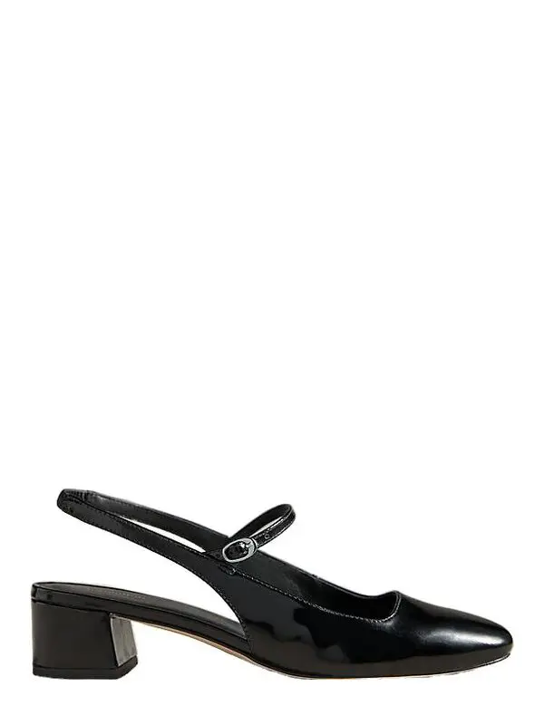 REFORMATION Maddox Slingback Heels - Black Leather