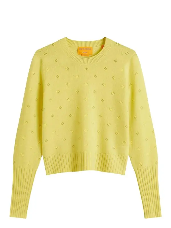 Guest In Residence Shrunken Pointelle Crew Sweater - Lemon
