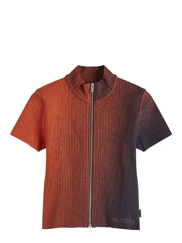 JORDAN Zip Knit Top - Cave Purple/mantra Orange