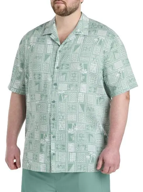 SOCIETY OF ONE BY DXL Big & Tall Cabana Sport Shirt - Green