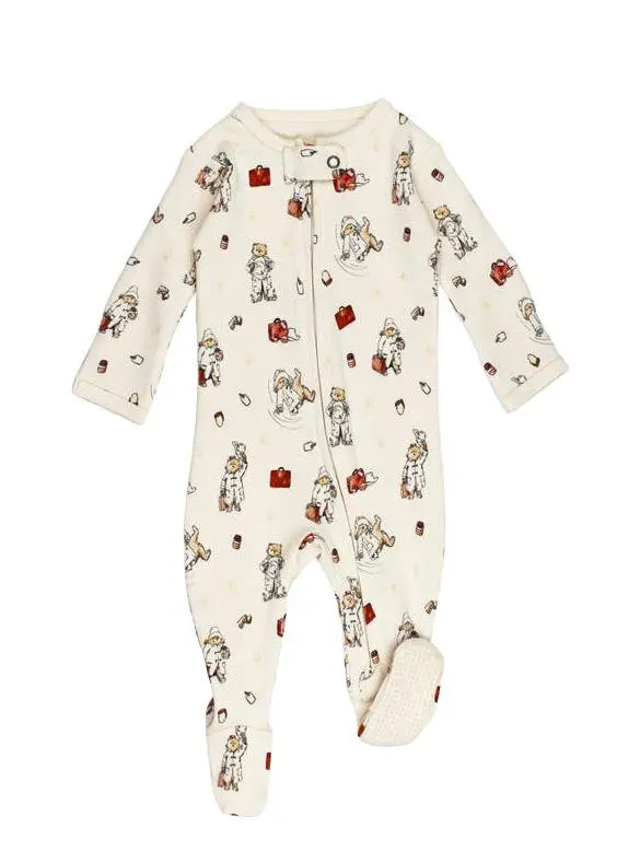L'OVEDBABY X Paddington Fitted One-piece Organic Cotton Footie Pajamas - Adventure Paddington