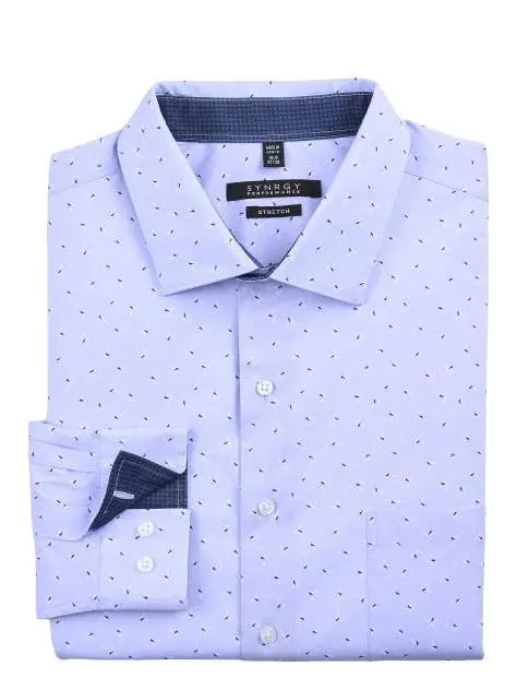 SYNRGY BY DXL Big & Tall Abstract Print Performance Dress Shirt - Blue