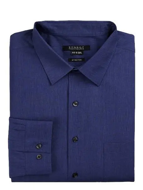 SYNRGY BY DXL Big & Tall Performance Heather Dress Shirt - Med Blue Hthr