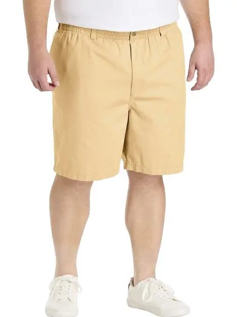 HARBOR BAY BY DXL Big & Tall Elastic-waist Cotton Shorts - Apricot Gelato
