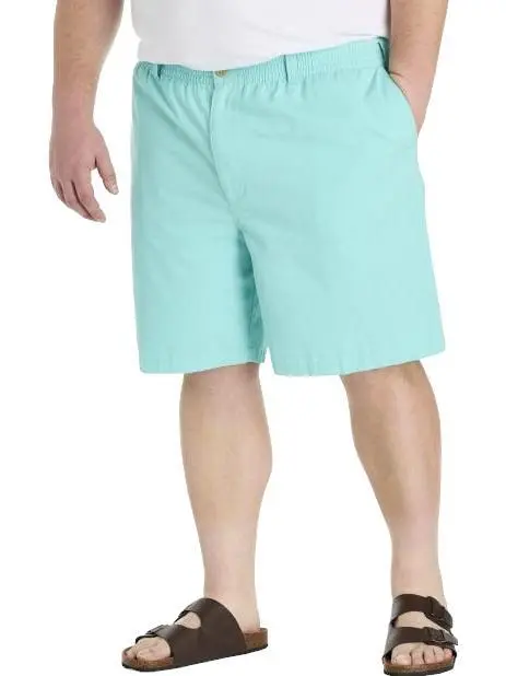 HARBOR BAY BY DXL Big & Tall Elastic-waist Cotton Shorts - Aqua Sky