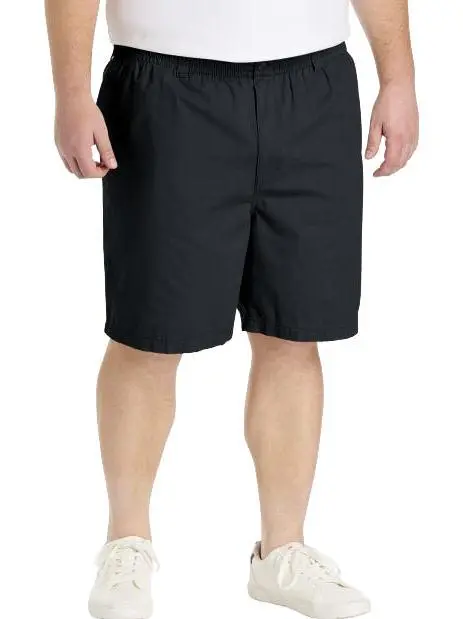 HARBOR BAY BY DXL Big & Tall Elastic-waist Cotton Shorts - Black