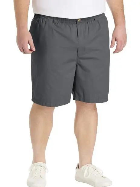 HARBOR BAY BY DXL Big & Tall Elastic-waist Cotton Shorts - Charcoal