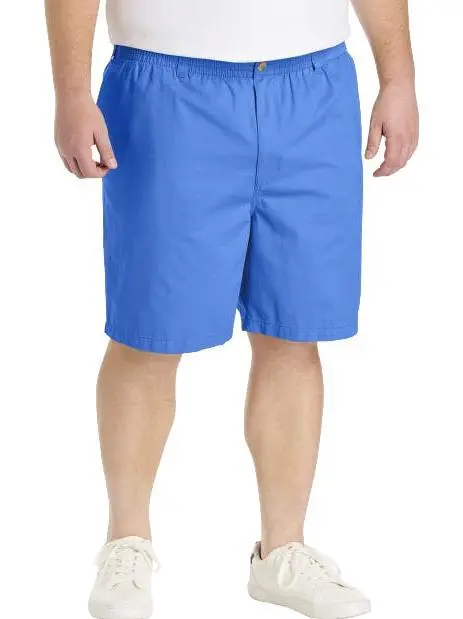 HARBOR BAY BY DXL Big & Tall Elastic-waist Cotton Shorts - Greanada Blue