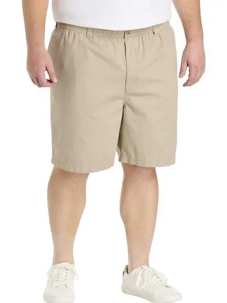 HARBOR BAY BY DXL Big & Tall Elastic-waist Cotton Shorts - Khaki