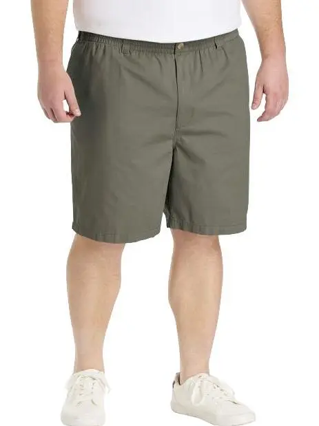 HARBOR BAY BY DXL Big & Tall Elastic-waist Cotton Shorts - Olive
