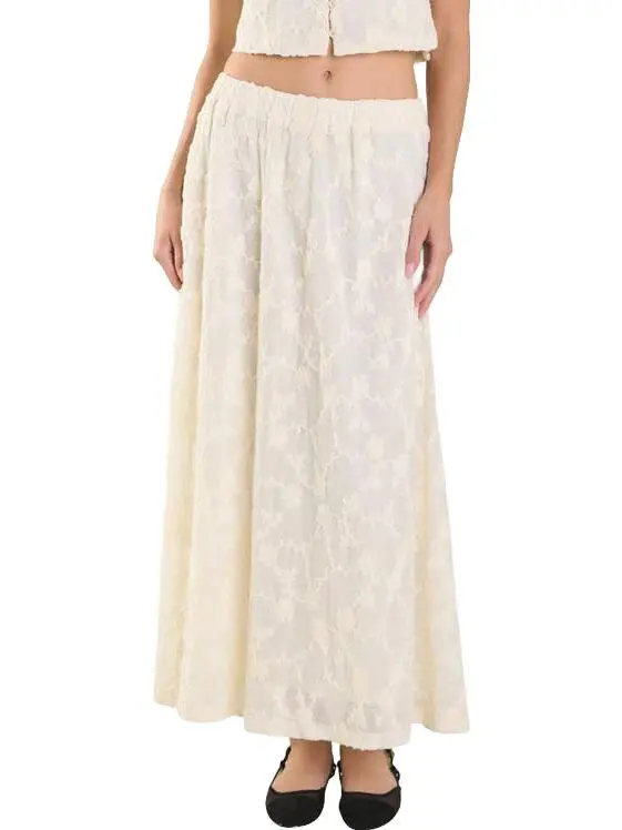 Endless Rose Floral Embroidered Maxi Skirt - Off White