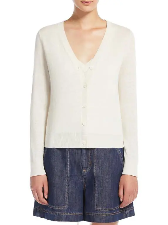 Max Mara Marabu Silk & Linen Cardigan - Ecru