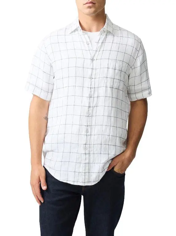 Rodd & Gunn Avonden Check Short Sleeve Linen Button-up Shirt - Ivory
