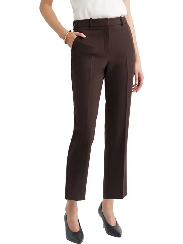 Nordstrom The Lena Slim Cropped Trousers - Brown Mole