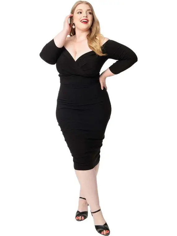 Unique Vintage Shailene Pencil Dress - Black