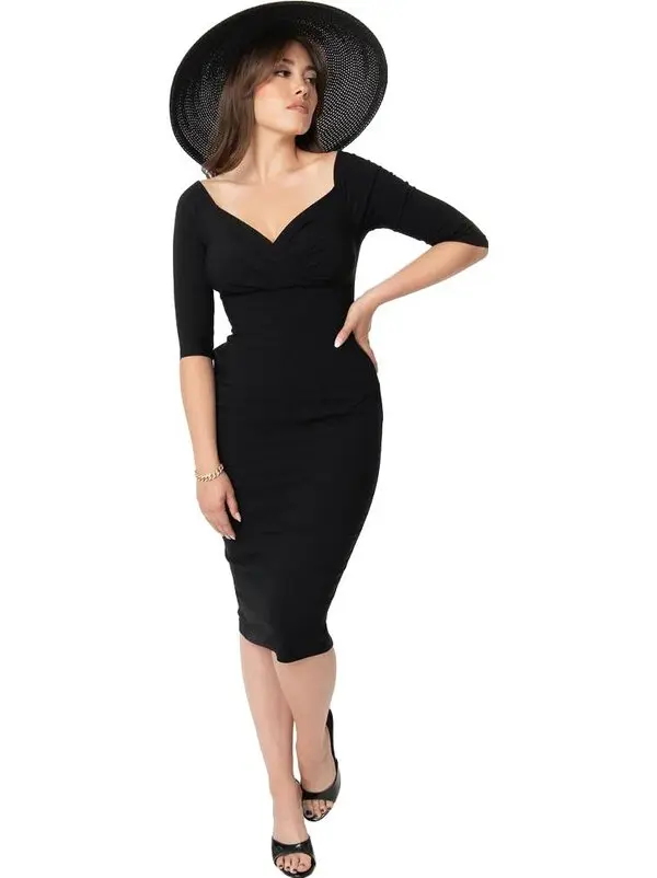 Unique Vintage Shailene Pencil Dress - Black