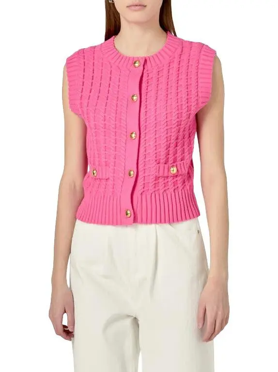 English Factory Cable Knit Vest - Pink