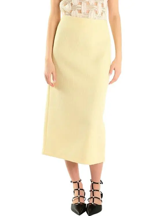 Endless Rose High-waisted Tweed Midi Skirt - Butter