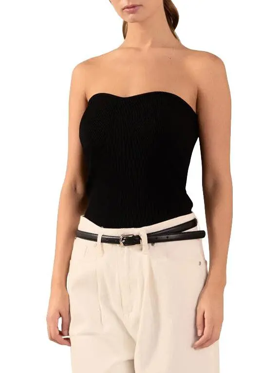 Endless Rose Strapless Ribbed Top - Black
