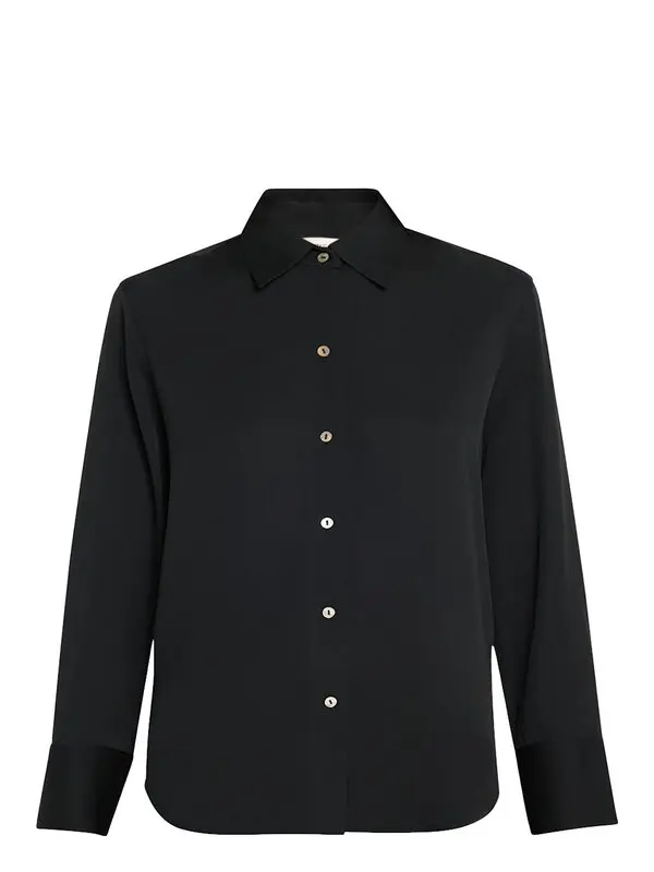 Vince Classic Silk Button-front Shirt - Black