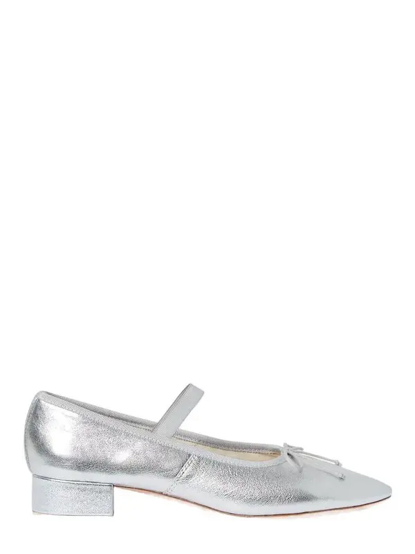 LOEFFLER RANDALL Odile Metallic Leather Ballerina Flats - Silver