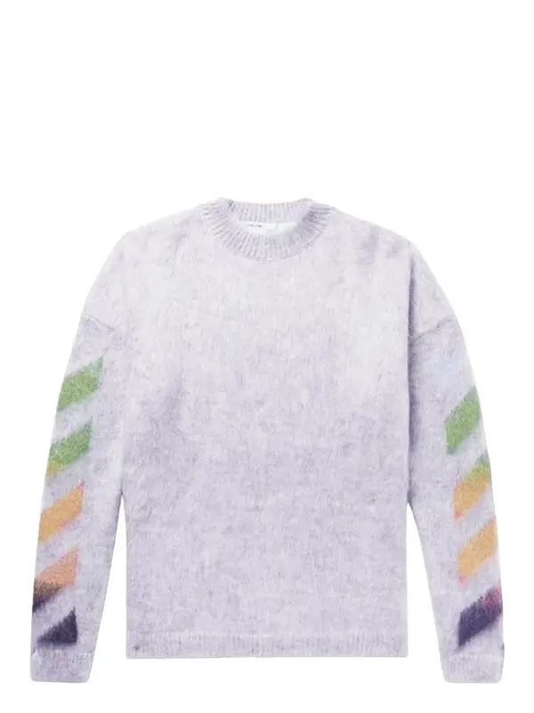 Off-White Oversized Brushed Mohair Knit Sweater - Melange Grey