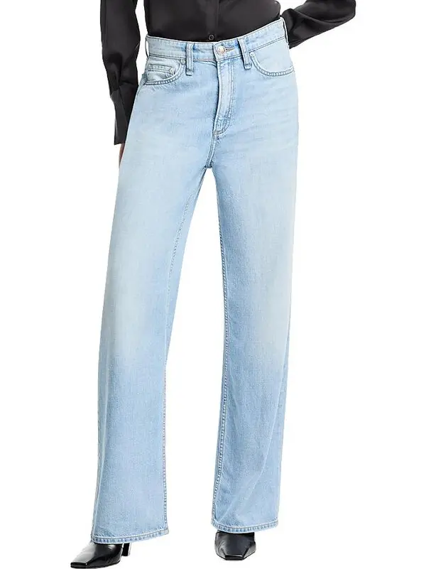Rag & Bone Logan Featherweight Mid Rise Wide Leg Jeans - Greenport