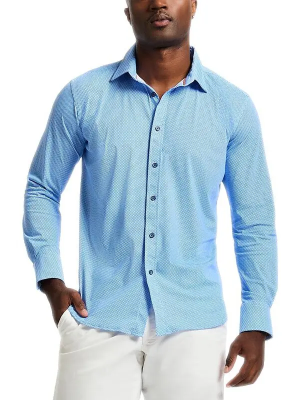 Robert Graham Leros Textured Long Sleeve Button Front Shirt - Blue