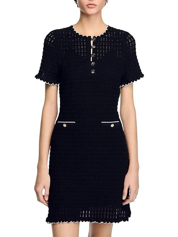 Sandro Short Knit Dress - Black