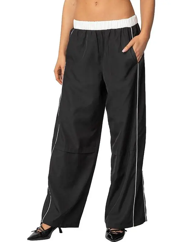 EDIKTED Ofir Nylon Track Pants - Black-and-white