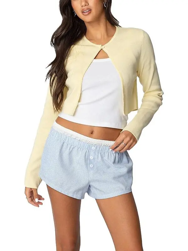 EDIKTED Jayne Split Front Knit Cardigan - Yellow