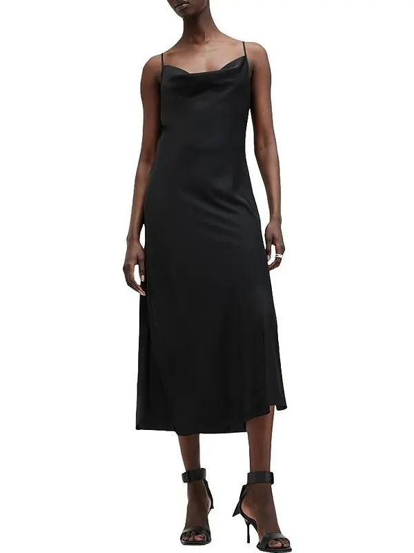 ALLSAINTS Hadley Slip Midi Dress - Black