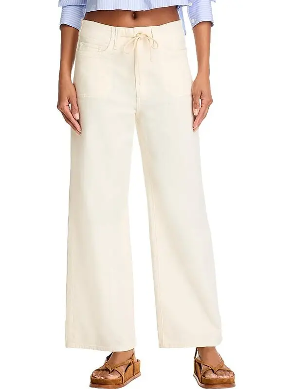 Paige Ari High-rise Wide-leg Jeans With Drawstring - Quartz Sand