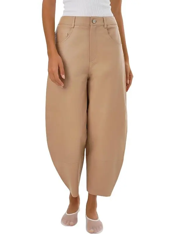 LAMARQUE Fenne Tapered Leather Pants - Beige