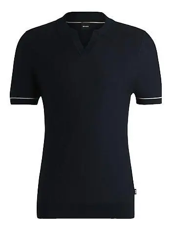 BOSS Short-sleeve Regular-fit Knitted Polo Shirt Xxl - Dark Blue