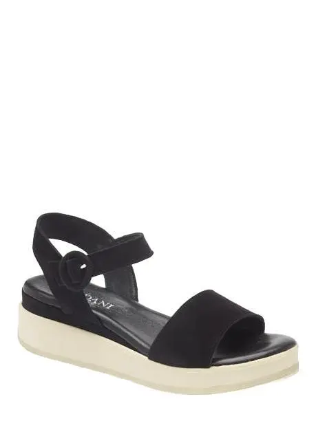 Cordani Arielle Ankle Strap Platform Wedge Sandal - Black Suede