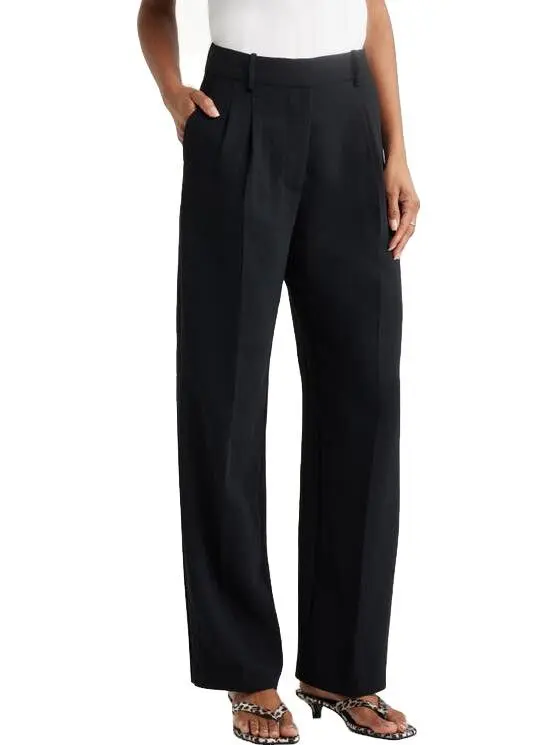 OPEN EDIT Crepe Straight-leg Trousers - Black