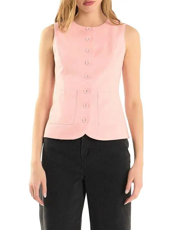 Endless Rose Sleeveless Linen-blend Top - Pink