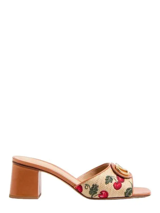 Valentino Garavani Vlogo Cherryfic Slide Sandal - Natural/red