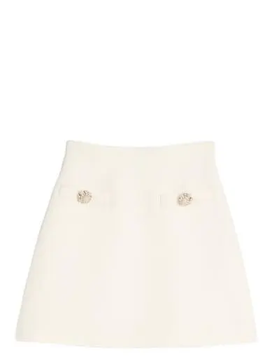 Valentino Garavani Crepe Couture Short Skirt With Ruffle Detail - Ivory