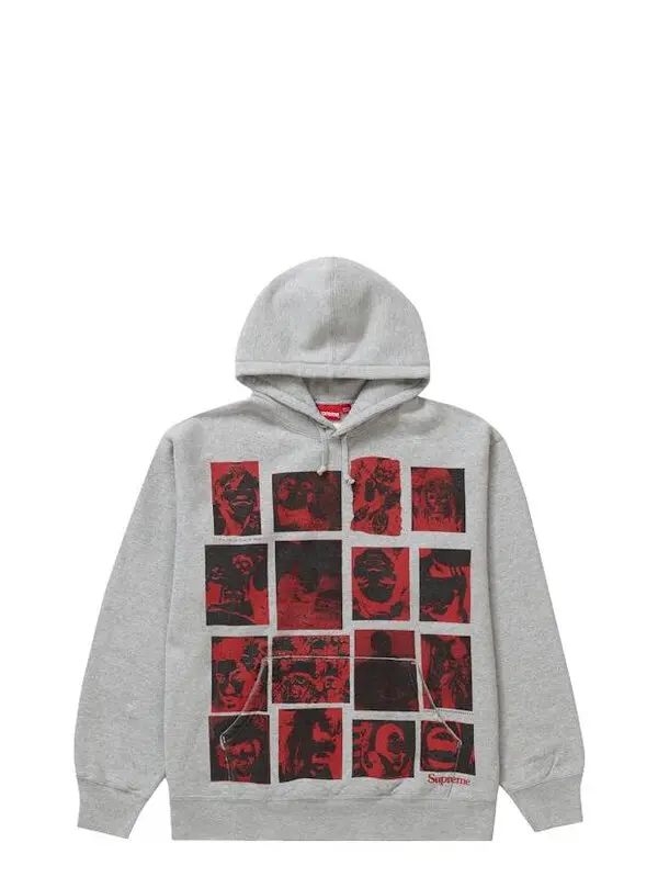 Supreme Collage Grid Hooded Sweatshirt - Heather Grey
